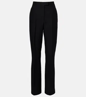 FERRAGAMO High-rise Faille Straight Pants - Black