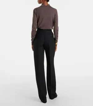 FERRAGAMO High-rise Faille Straight Pants