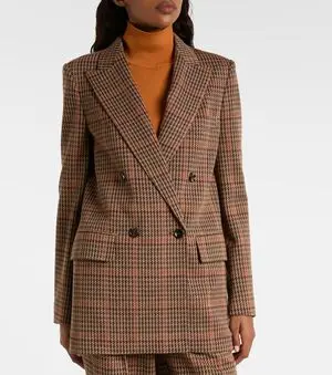 Max Mara Guelfo Checked Wool And Cotton Blazer - Brown