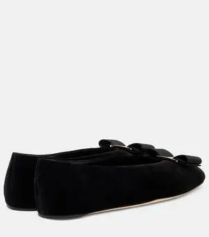 FERRAGAMO Vanna Velvet Ballet Flats - Black