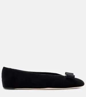 FERRAGAMO Vanna Velvet Ballet Flats - Black