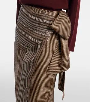 Max Mara Edro Striped Silk Wrap Skirt