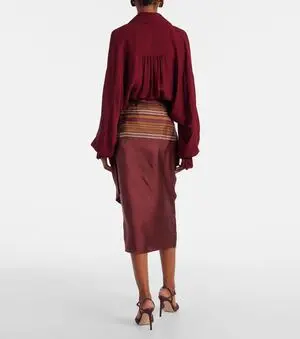 Max Mara Edro Striped Silk Wrap Skirt