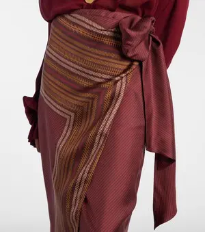 Max Mara Edro Striped Silk Wrap Skirt
