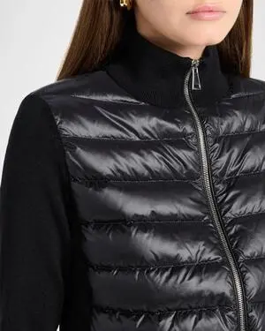 Moncler Quilted Combo Down Short Cardigan - Black