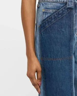 Co Denim Patchwork Straight Leg Pants - Indigo