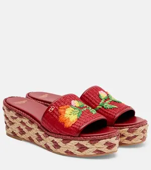 Valentino Garavani Bribri Raffia Espadrille Wedges
