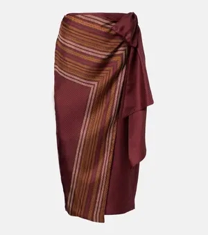 Max Mara Edro Striped Silk Wrap Skirt