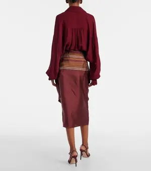 Max Mara Edro Striped Silk Wrap Skirt