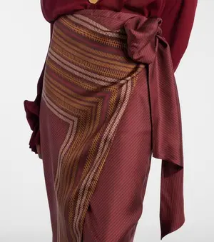 Max Mara Edro Striped Silk Wrap Skirt