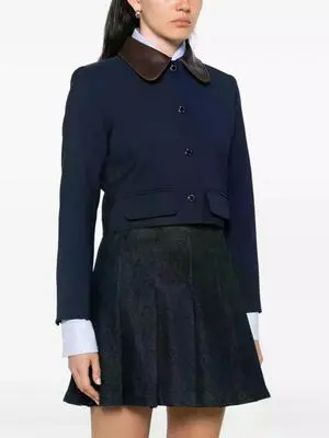 Sandro Cropped Jacket With Contrasting Collar