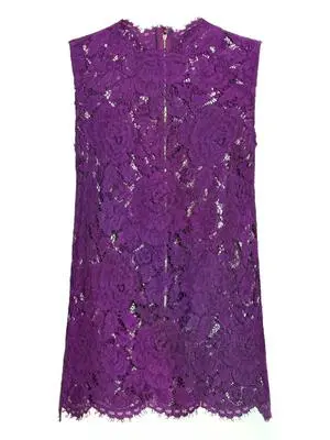 Dolce & Gabbana Cordonetto Floral Lace Top - Purple