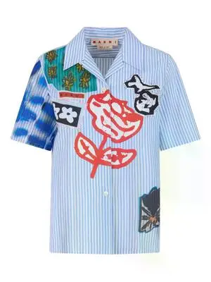 Marni Patchwork Embroidered Short-sleeve Shirt