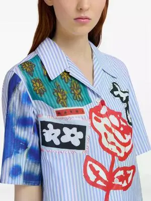 Marni Patchwork Embroidered Short-sleeve Shirt