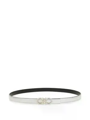FERRAGAMO Reversible Adjustable Gancini Belt - Silver