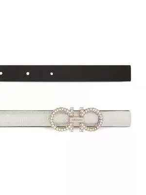 FERRAGAMO Reversible Gancini Belt - Silver