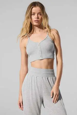 Alo Yoga Ribbed Delicate Lounge Tank Top - Athletic Heather Grey