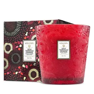 Voluspa Goji Tarocco Orange 3 Wick Hearth Candle - Red