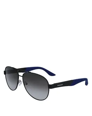 FERRAGAMO Aviator Sunglasses, 62mm - Matte Black