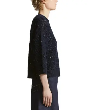 Peserico Sequin Embellished Three Quarter Sleeve Sweater