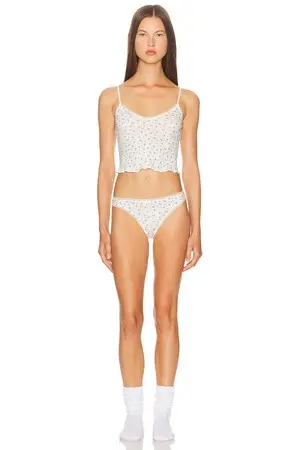 COU COU The High Rise Panty In Ivory - Blue Fields