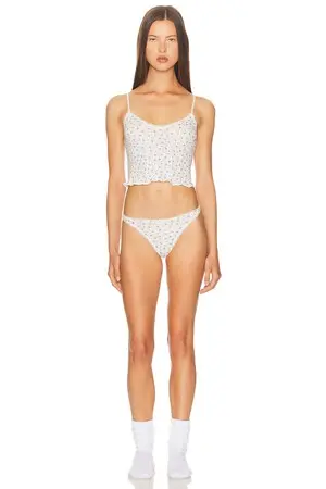 COU COU The Thong In Ivory - Blue Fields