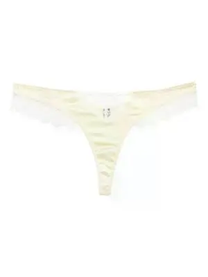 Kiki De Montparnasse Lace Inset Thong - Yellow