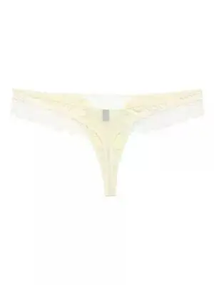 Kiki De Montparnasse Lace Inset Thong - Yellow