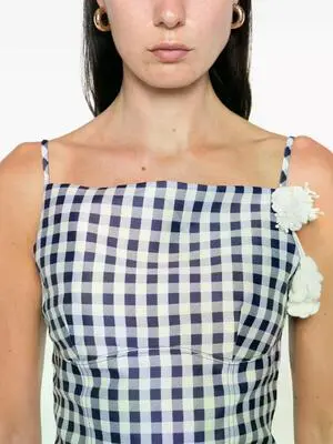 SELF-PORTRAIT Gingham Floral-embellished Top