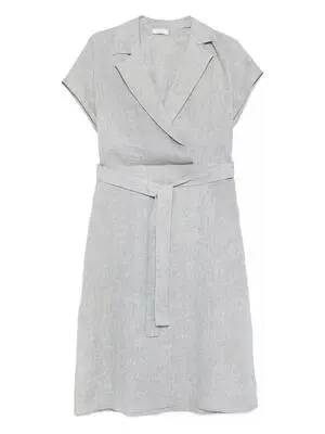 Peserico Wrap-neck Belted Midi Dress