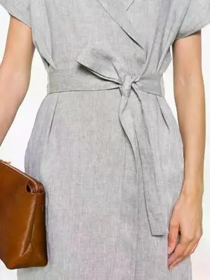 Peserico Wrap-neck Belted Midi Dress