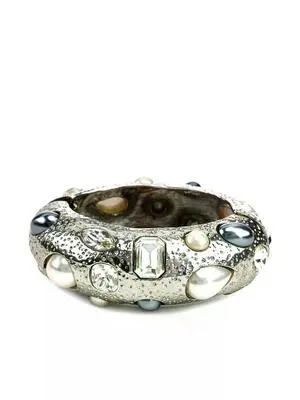 KENNETH JAY LANE Pearl-embellished Bangle Bracelet - Silver