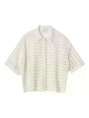 ALYSI Collared Crochet Shirt