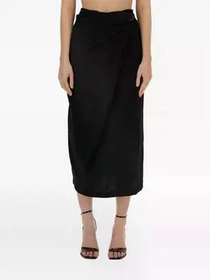 ALYSI Draped Knot-detail Midi Skirt - Black