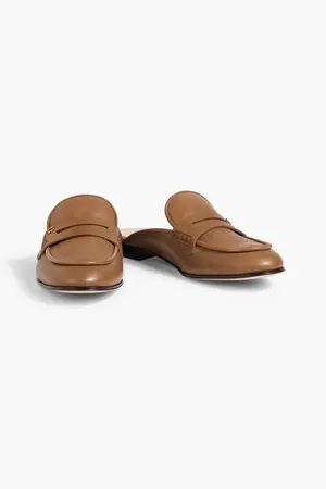 GIANVITO ROSSI Florio Leather Slippers - Light Brown