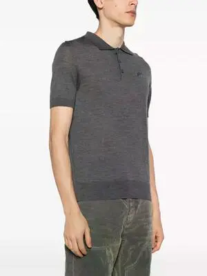 Dsquared2 Logo-embroidered Fine-knit Polo Shirt - Grey