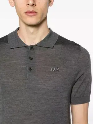 Dsquared2 Logo-embroidered Fine-knit Polo Shirt - Grey