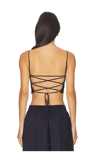 Susana Monaco Poplin Lace Up String Top