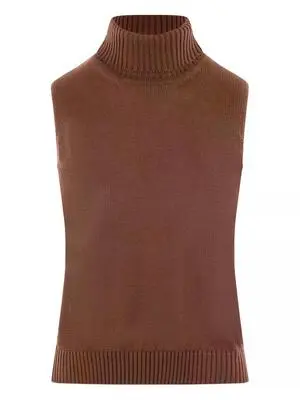 NICCOLO PASQUALETTI High-neck Sleeveless Knit Top - Brown