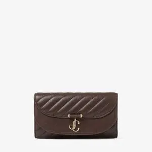 JIMMY CHOO Curve Wallet With Chain Chocolate Quilted Biker Leather Wallet Chain - Chocolate/shiny Gold
