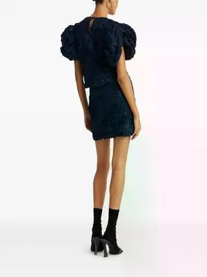 ROTATE BY BIRGER CHRISTENSEN Floral-embellished Puff-sleeve Top