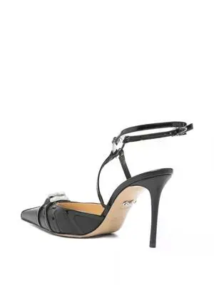 Mach & Mach 100mm Heart-embellished Leather Pumps