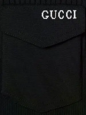 Gucci Ribbed Intarsia Pocket Midi Dress