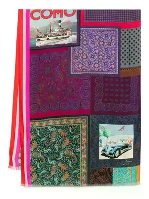 PIERRE-LOUIS MASCIA Patchwork Paisley Scarf - Blue