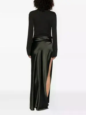 Nanushka Satin-paneled Asymmetrical Maxi Dress