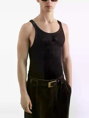 Dolce & Gabbana Logo-embroidered Ribbed Tank Top - Brown