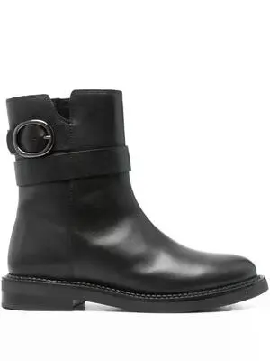 Geox Buckle-detail Leather Ankle Boots - Black