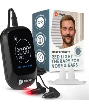 LIFEPRO Red Light Therapy For Nose & Ears Rechargeable Nasal & Sinus Pain Relief With Near Infrared & Red Light - Black