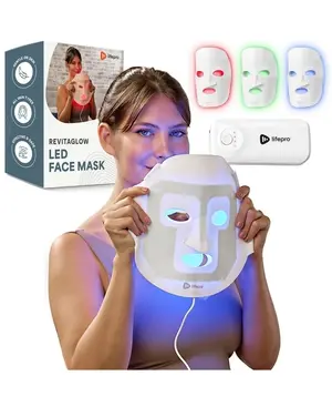 LIFEPRO Led Light Therapy Face Mask 3-color Red Light Therapy For Face And Neck Portable Home Facial Experience - White