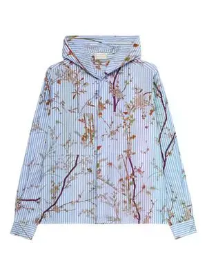PIERRE-LOUIS MASCIA Floral-print Hooded Shirt - Blue